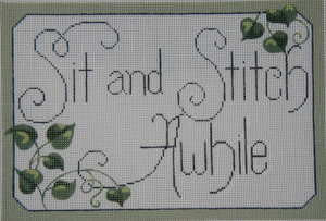 Sit & Stitch Awhile Needlepoint Canvas | Past Times Needlepoint